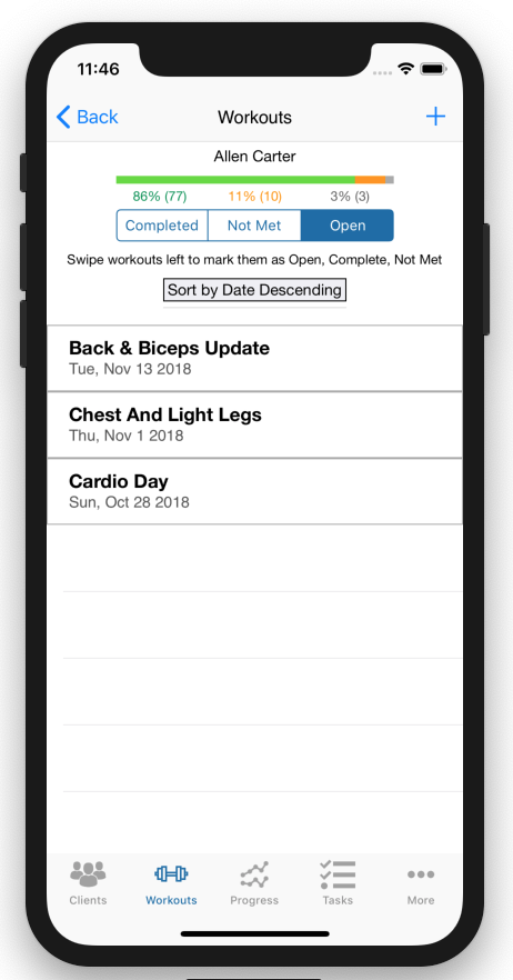 Tracking Personal Training Clients' Workouts