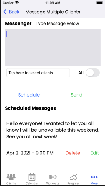 FitSW Updates 4.2.2021 - Scheduled Messages for iOS