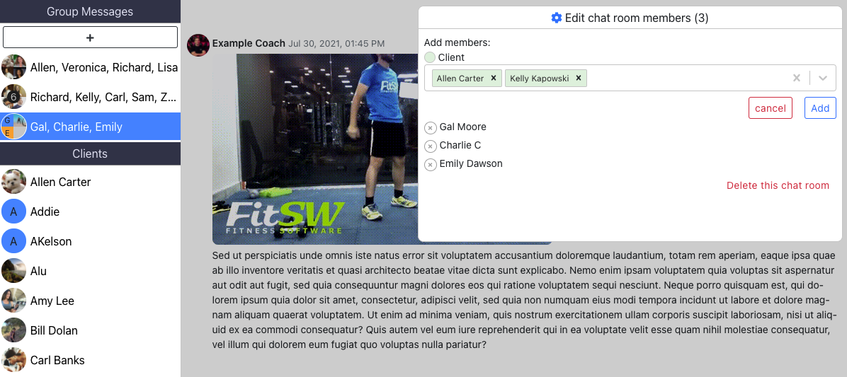 Personal Trainer Chat Group Improvements - Feature Updates