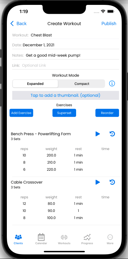 Creating Workout Plans For Clients Using New Expand & Compact Modes