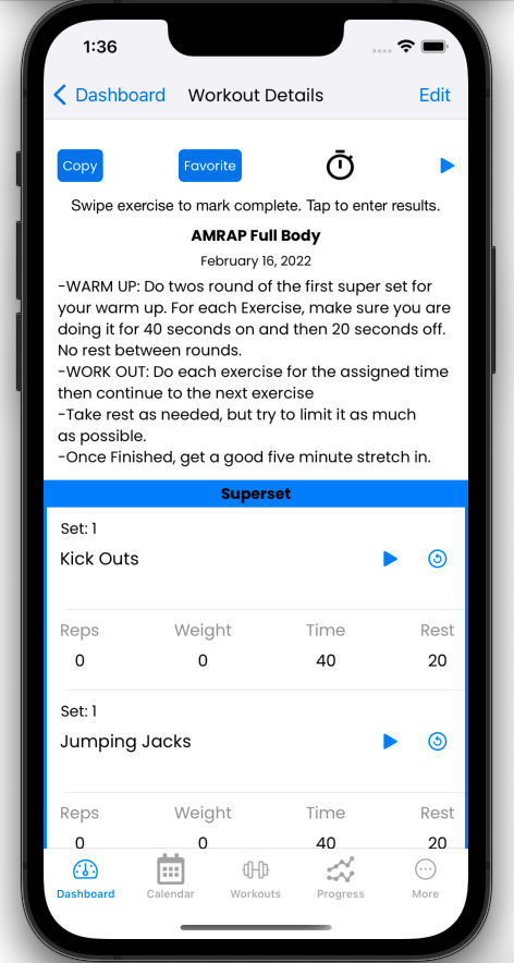 Guided Workout - Playing Workout in iOS app