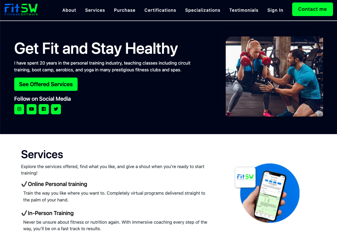 Personal Trainer Website Customizations