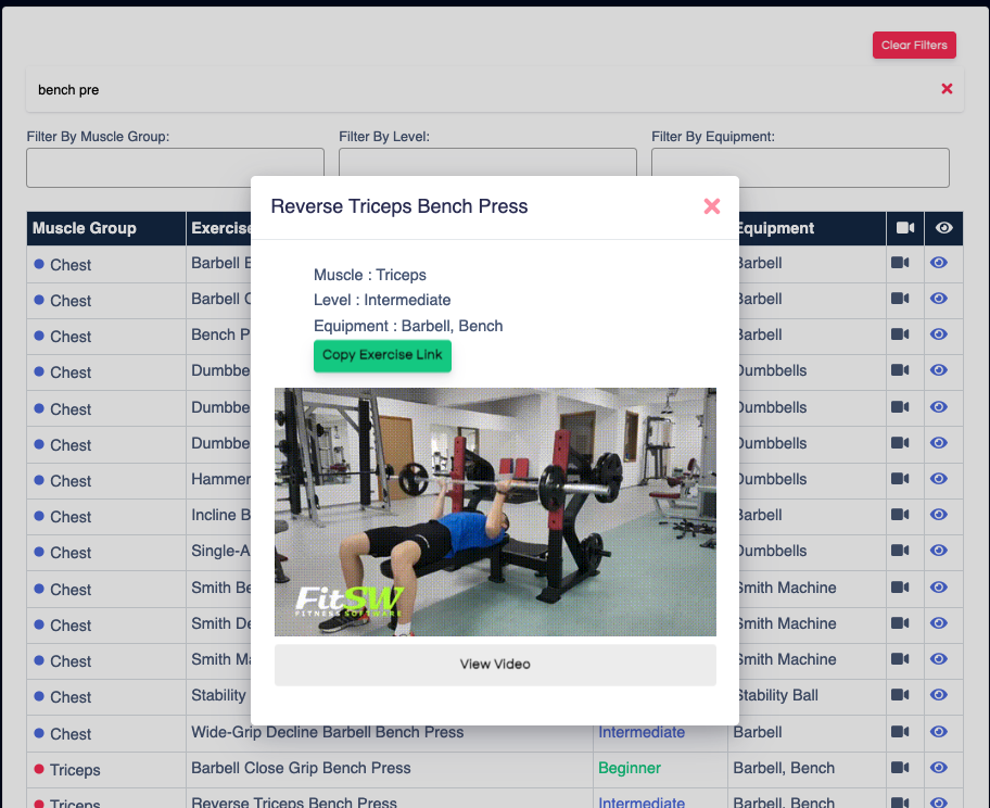 Exercise Library Links Feature