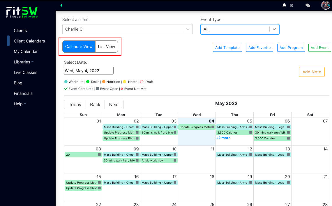 Fitness Calendar New Features